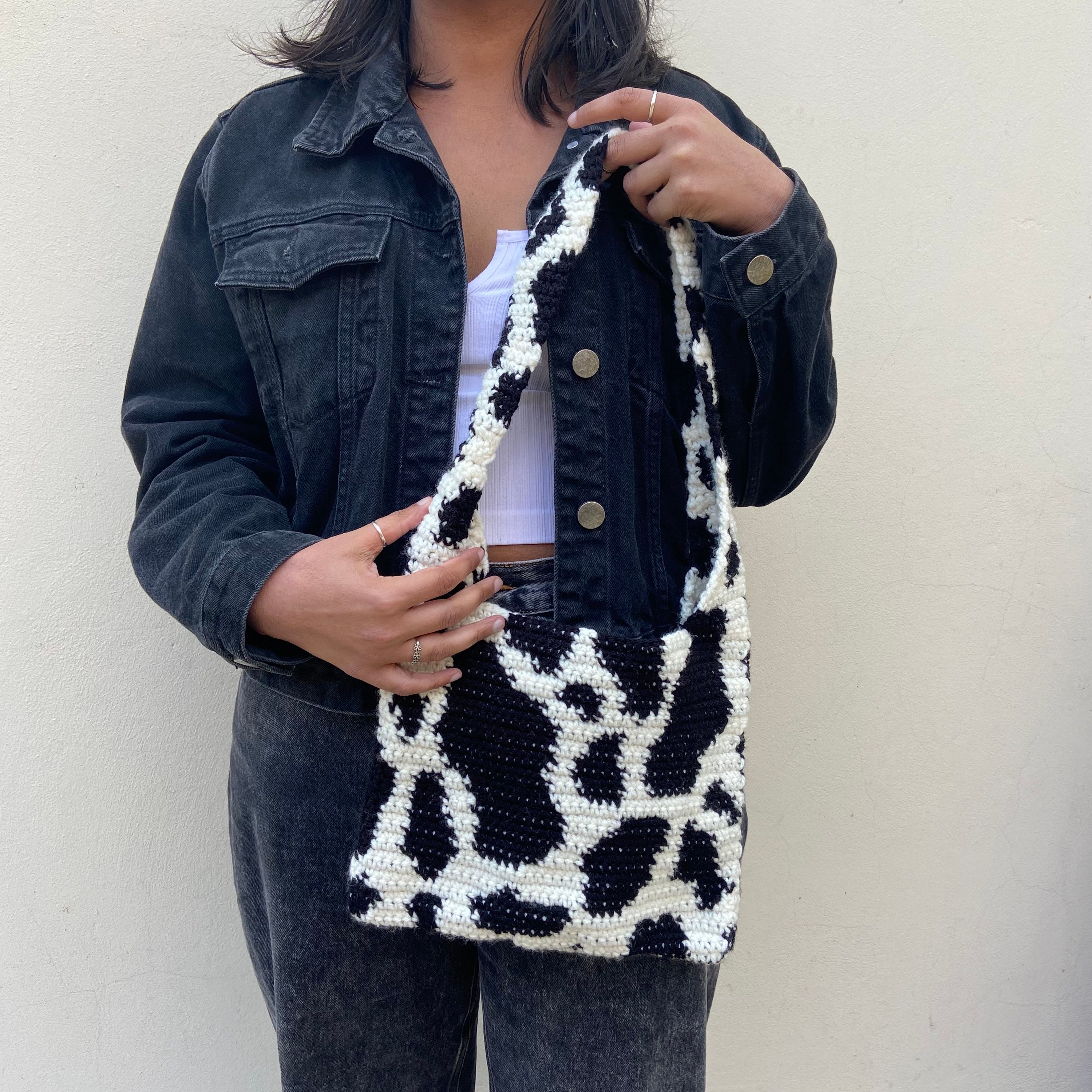 Moo Bag | Crochet Cow Print Bag | Custom Crochet Bag - Etsy