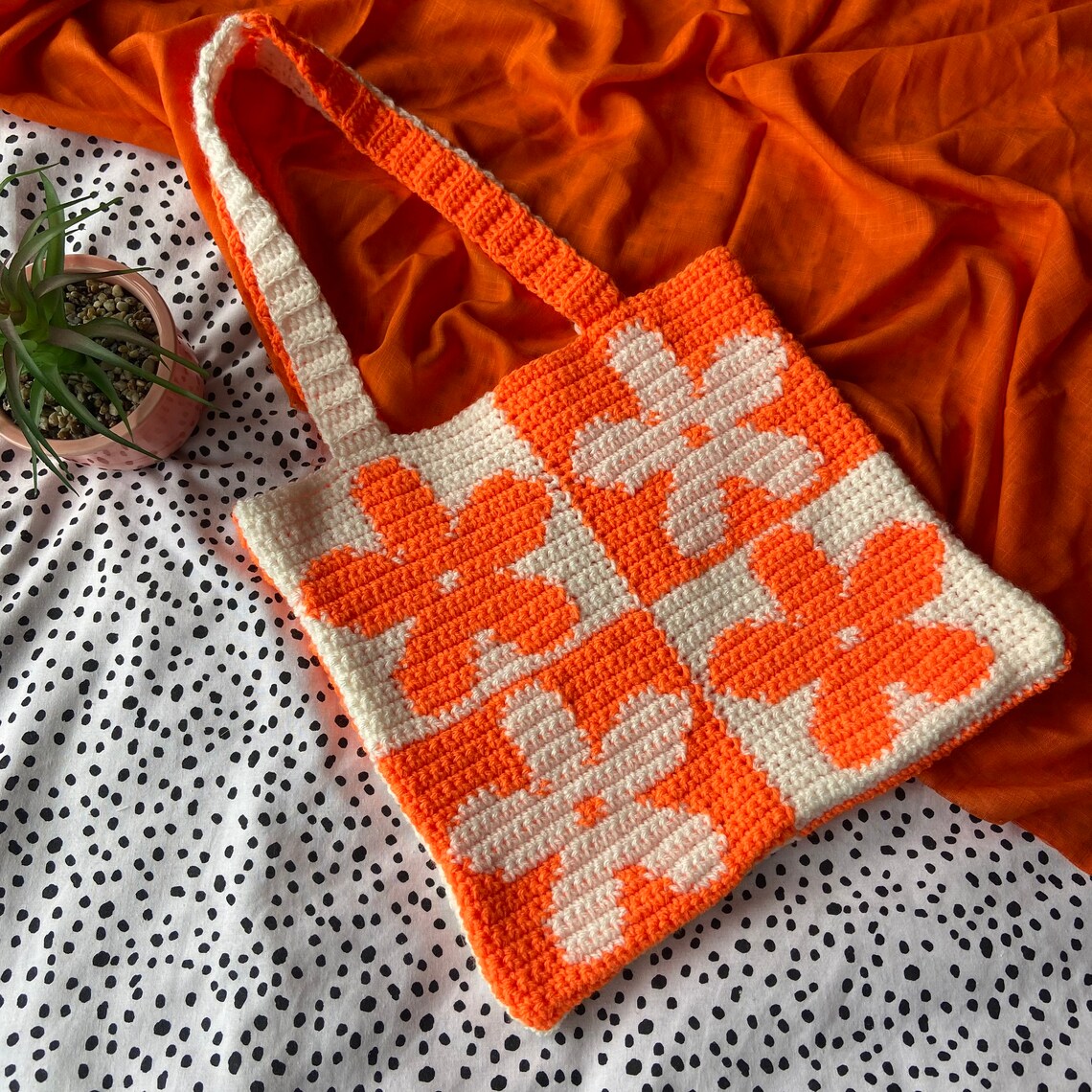 Flower Power Tote Bag | Crochet Tote Bag | Custom Colours - Etsy