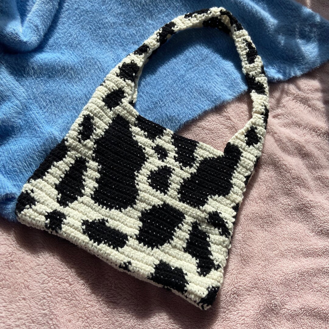Moo Bag | Crochet Cow Print Bag | Custom Crochet Bag - Etsy