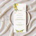 Lemon Floral Wedding Menu Template | Elegant Printable (canva Digital ...