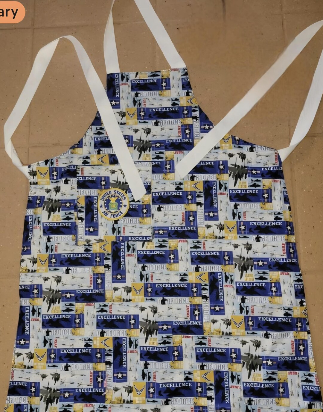 U. S. AIR FORCE Apron Handmade, Lined With Coordinating Fabric. Pocket ...