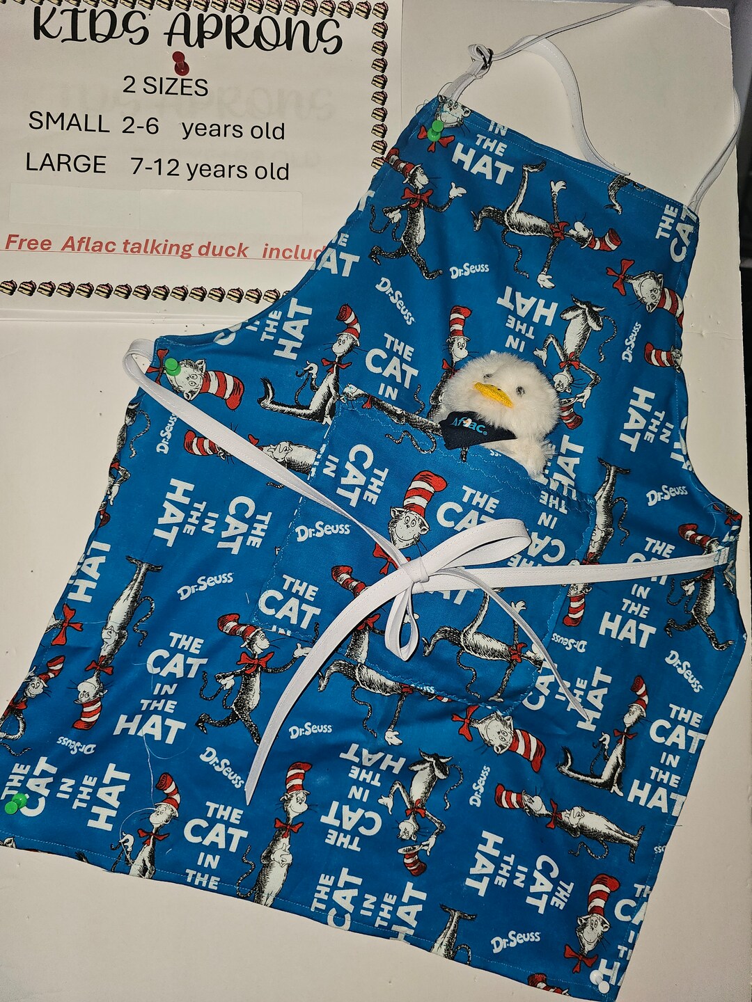 Cat in the Hat Kids Unlined Apron in Two Sizes. Free Aflac Kids Duck ...