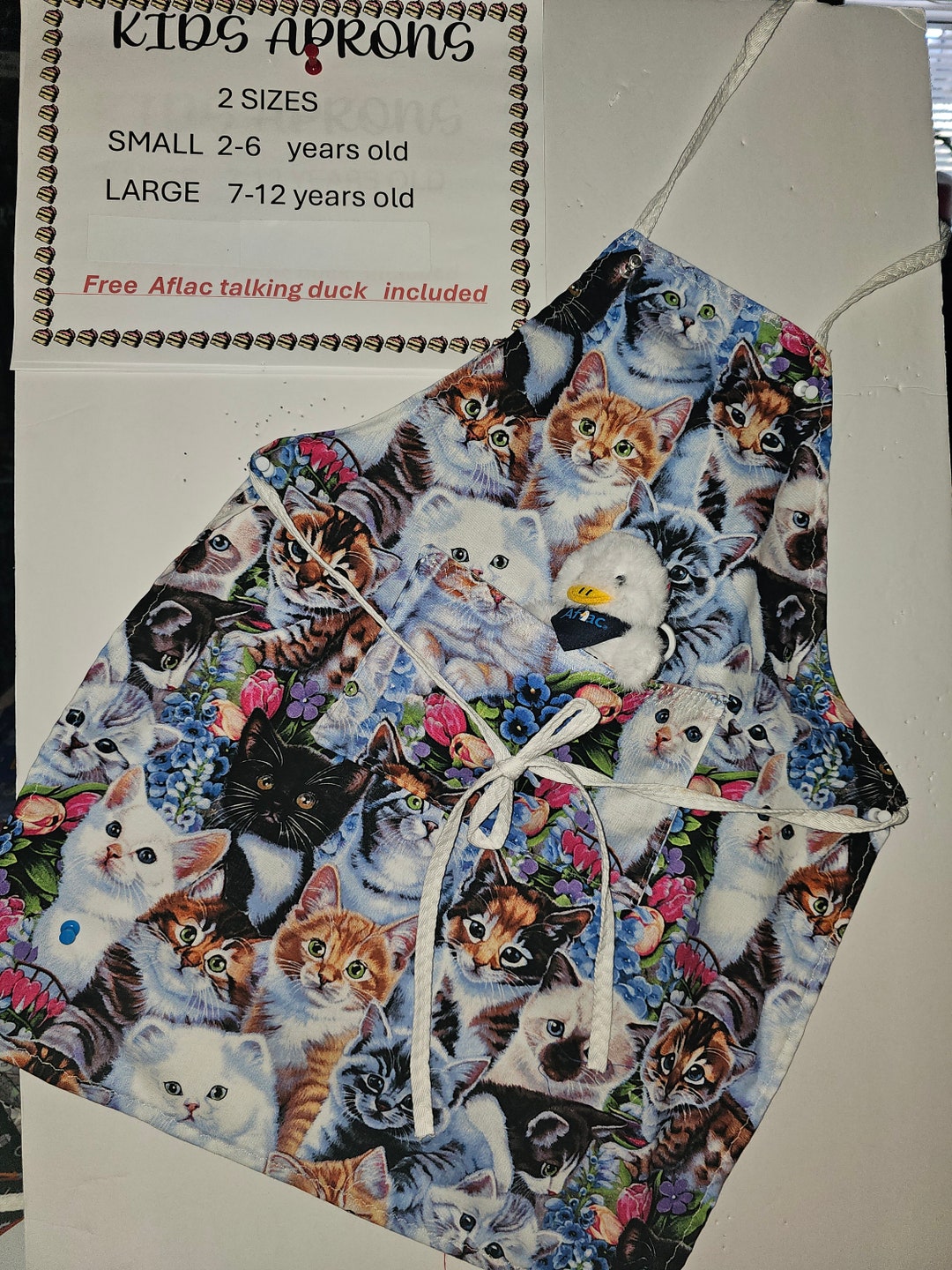 Cats Kittens Kids Apron in Two Sizes. Free Aflac Kids Duck. - Etsy
