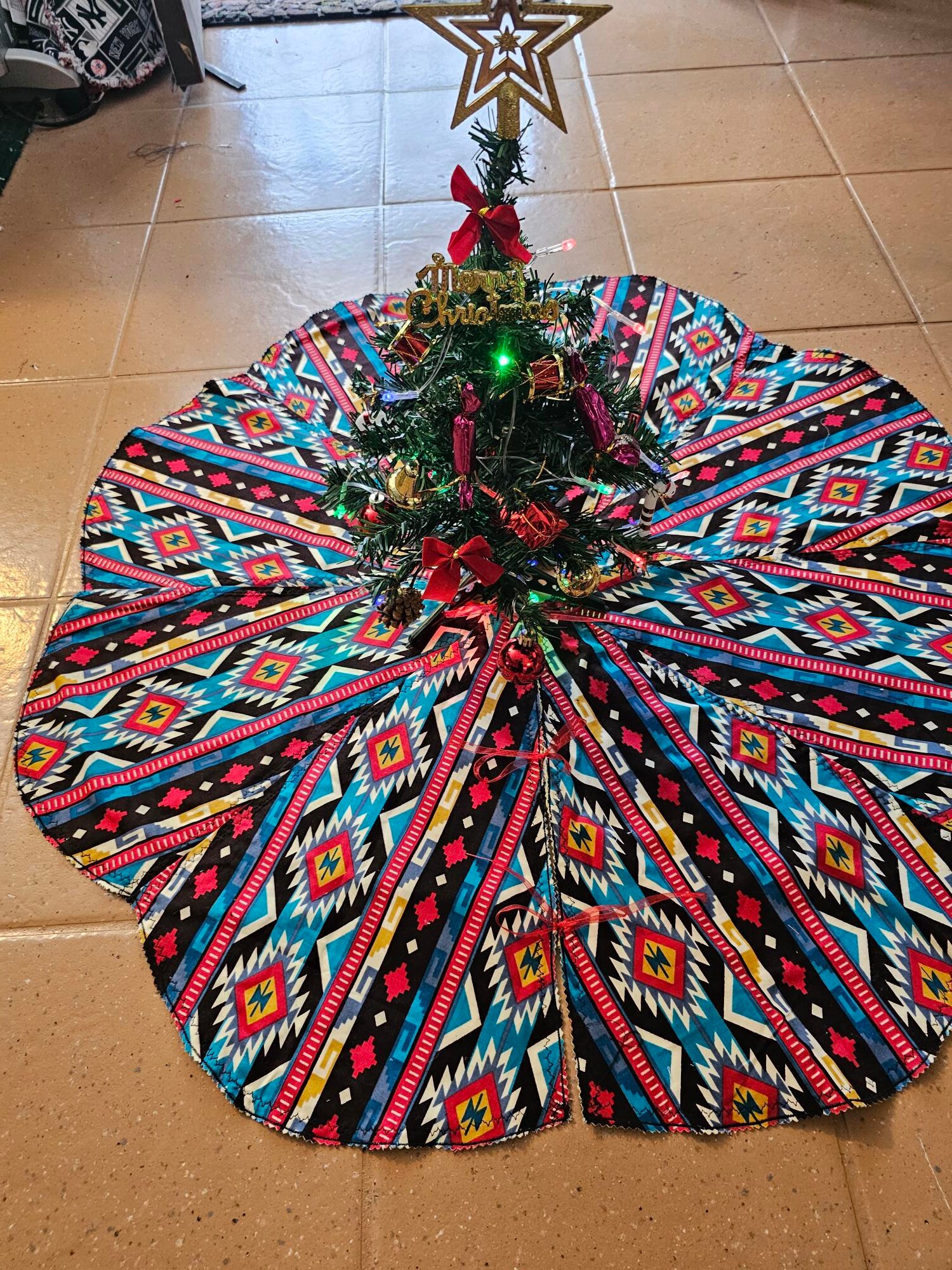 Native American Tribaltree Skirt and or Table Topper. Handmade, Ribbon ...