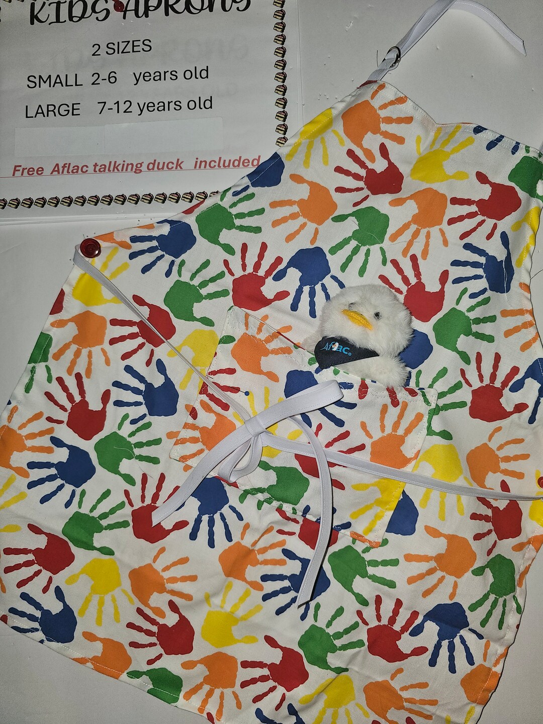 Painters Hand Prints Kids Lined Apron in Two Sizes. Free Aflac Kids ...