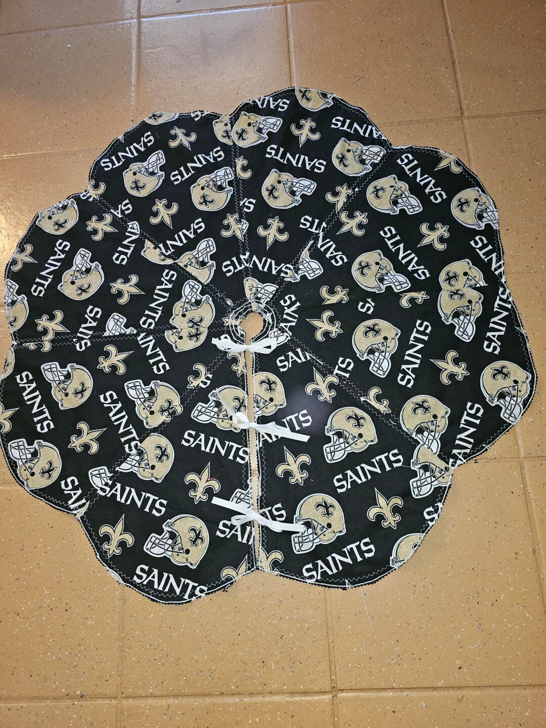 New Orleans Saints Tabletopper and or Tree Skirt. Handmade, Quilted ...