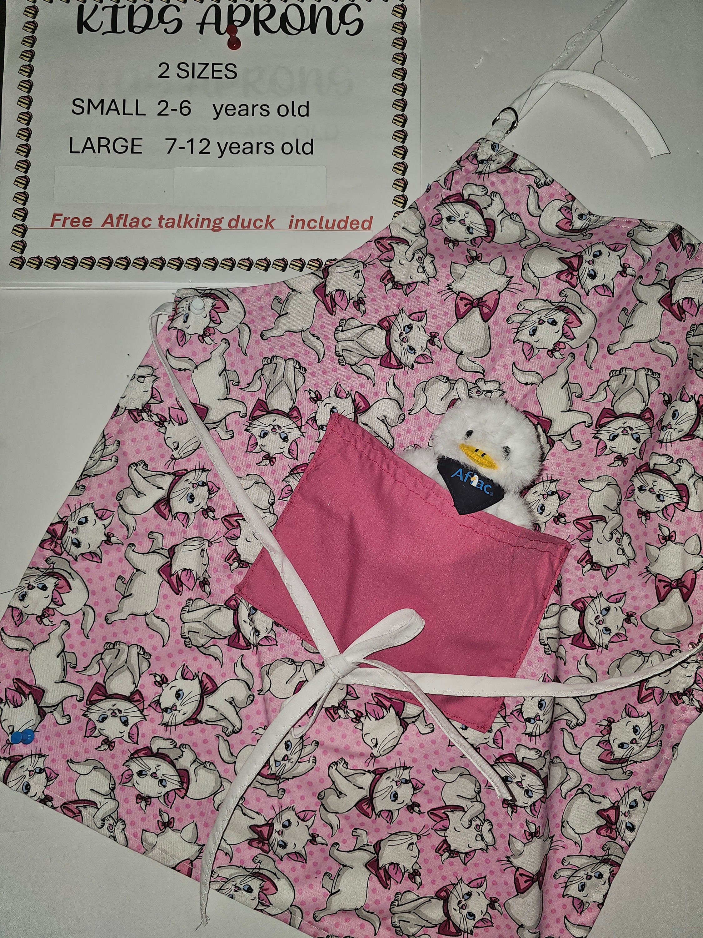 Marie the Cat Kids Apron in Two Sizes. Free Aflac Kids Duck. Firmly. - Etsy