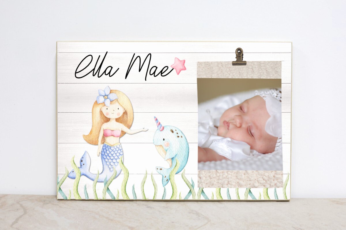 Mermaid Sign for Nursery Mermaid Picture Frame Nursery Wall - Etsy