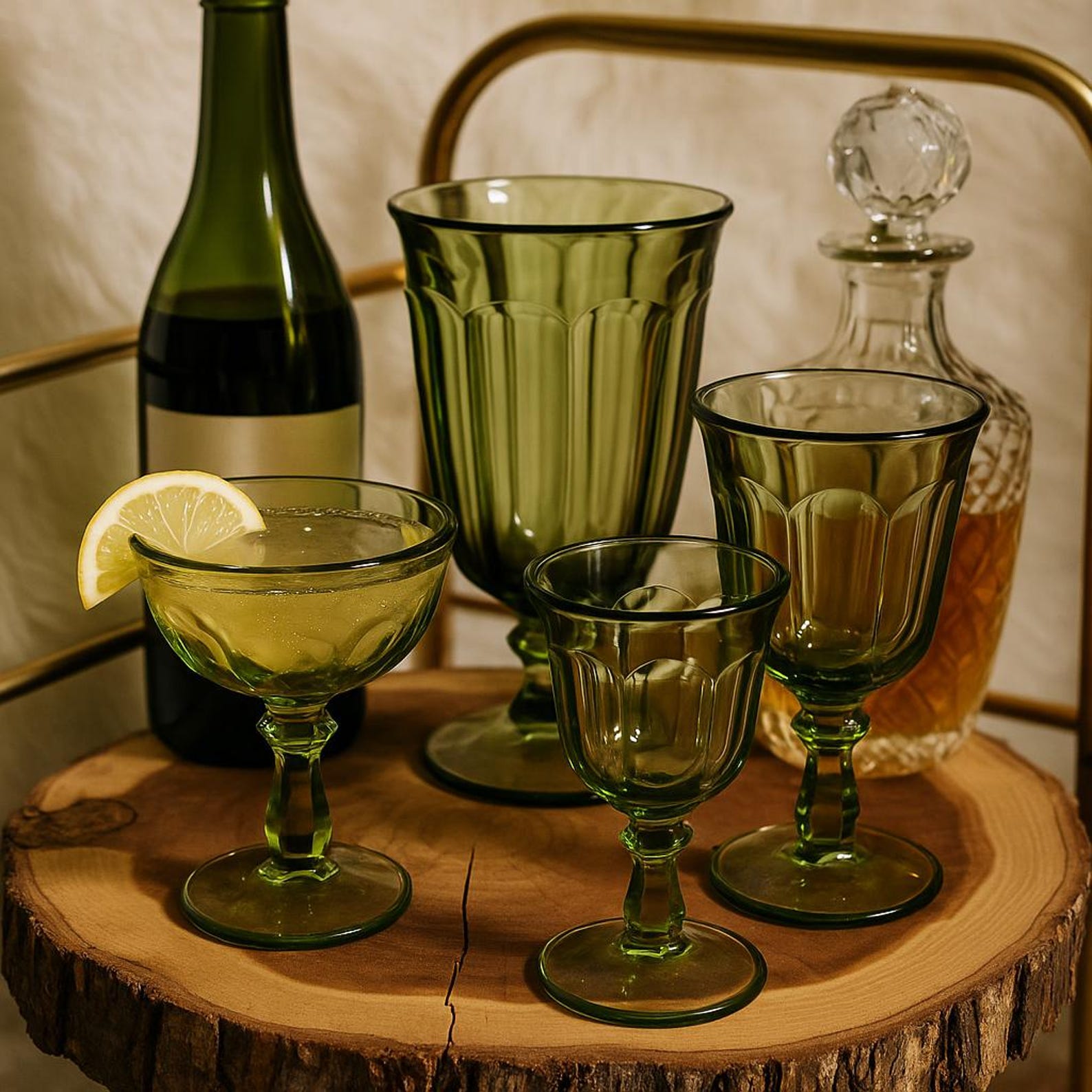 Vintage Imperial Glass Verde Goblets - Mid-century Green Glassware, Set ...