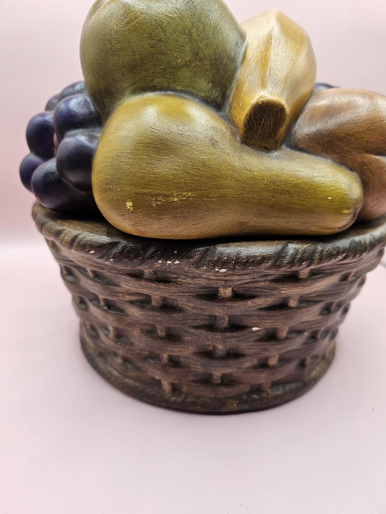 Vintage 1973 Hand-painted Ceramic Fruit Basket Sculpture, Folk Art ...