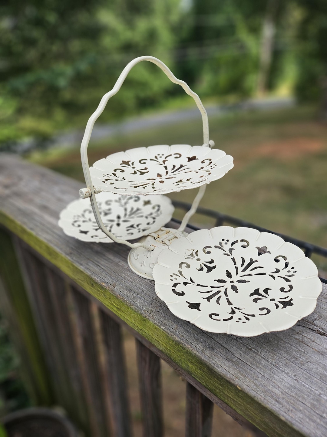 Vintage Three Tiered Folding Tea Tray 'petit Four' Dessert Tray - Etsy