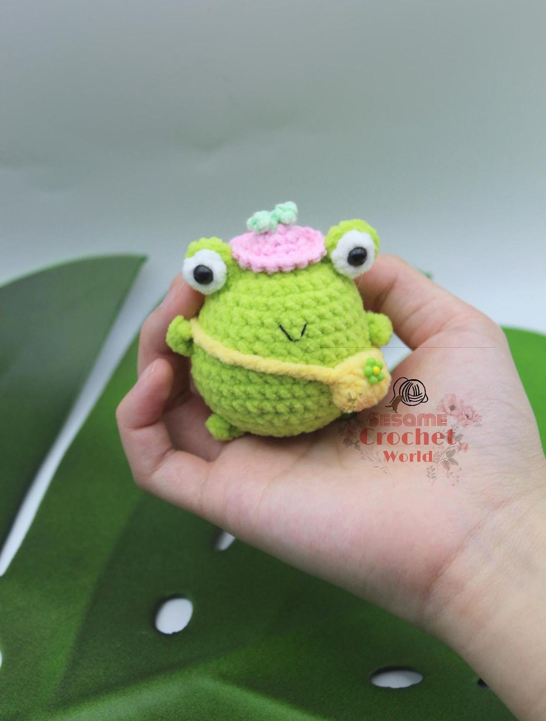 Crochet Cut Green Frog With a Hat and Bag Keychain. Handmade Gift for ...