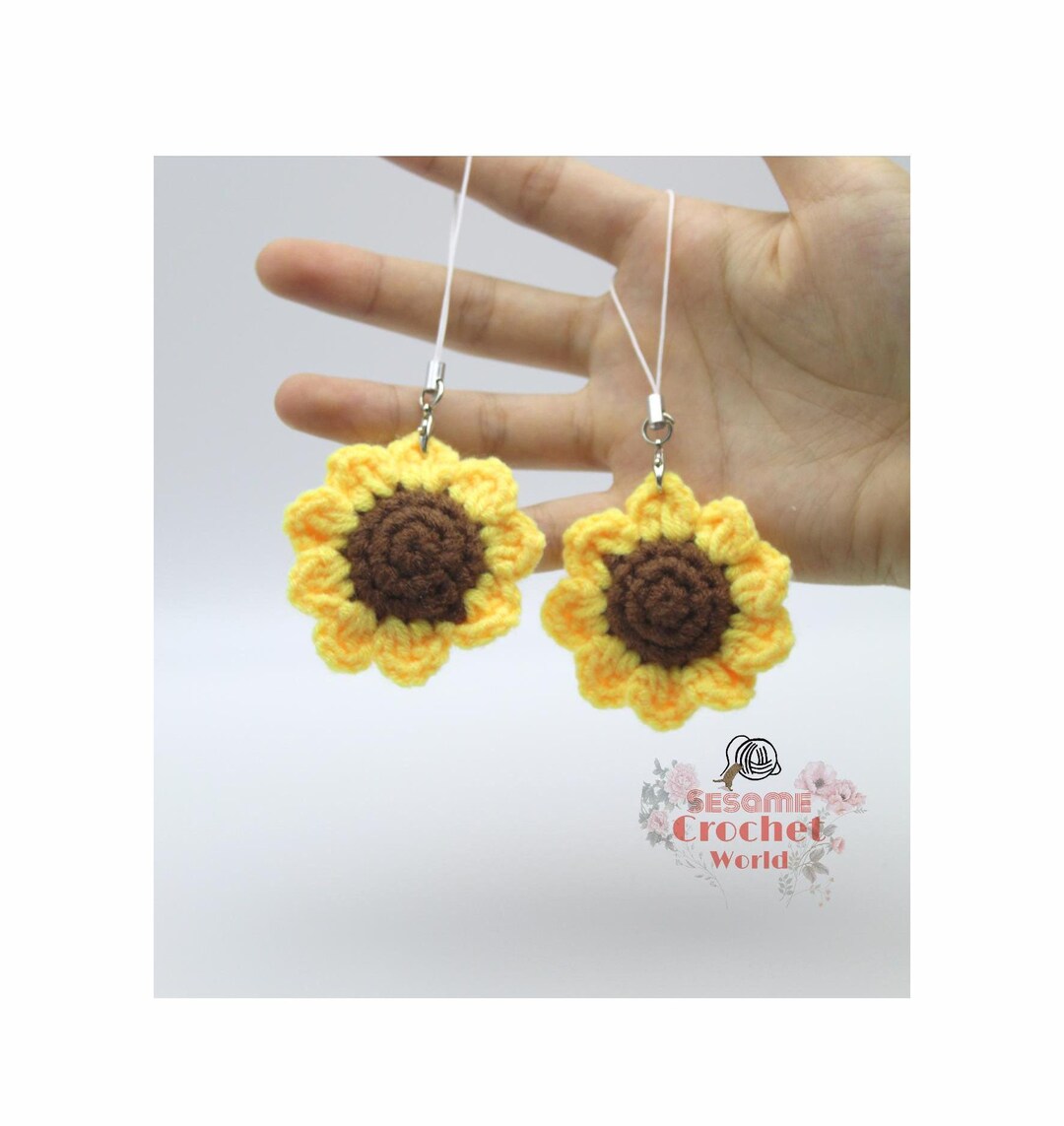 Set of Two Crochet Sunflower Keychains. Cute Accessory for Bags and ...
