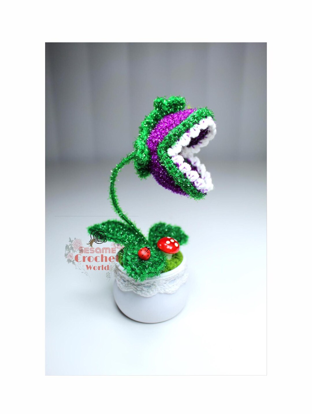 Crochet Plant Vs Zombie Chomper Plant. Chomber Plant With Sparkle Yarn ...