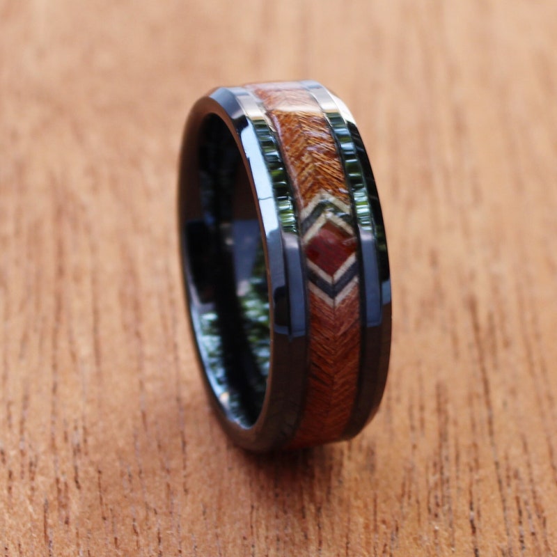 Wood Inlay Ring - Etsy