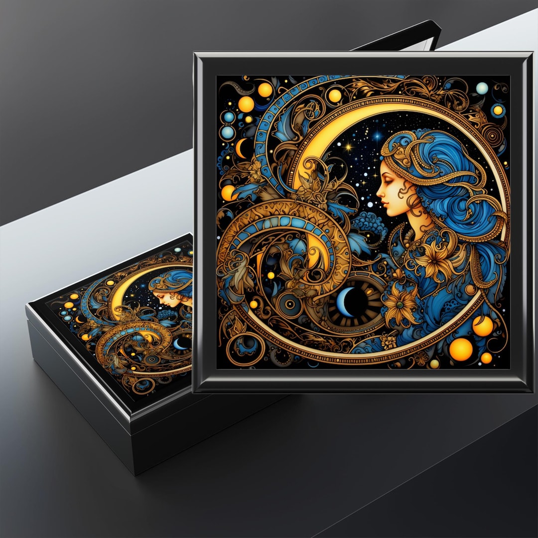 Celestial Keepsake Box, Cosmic Mystical Jewelry Box, Ethereal Memento ...