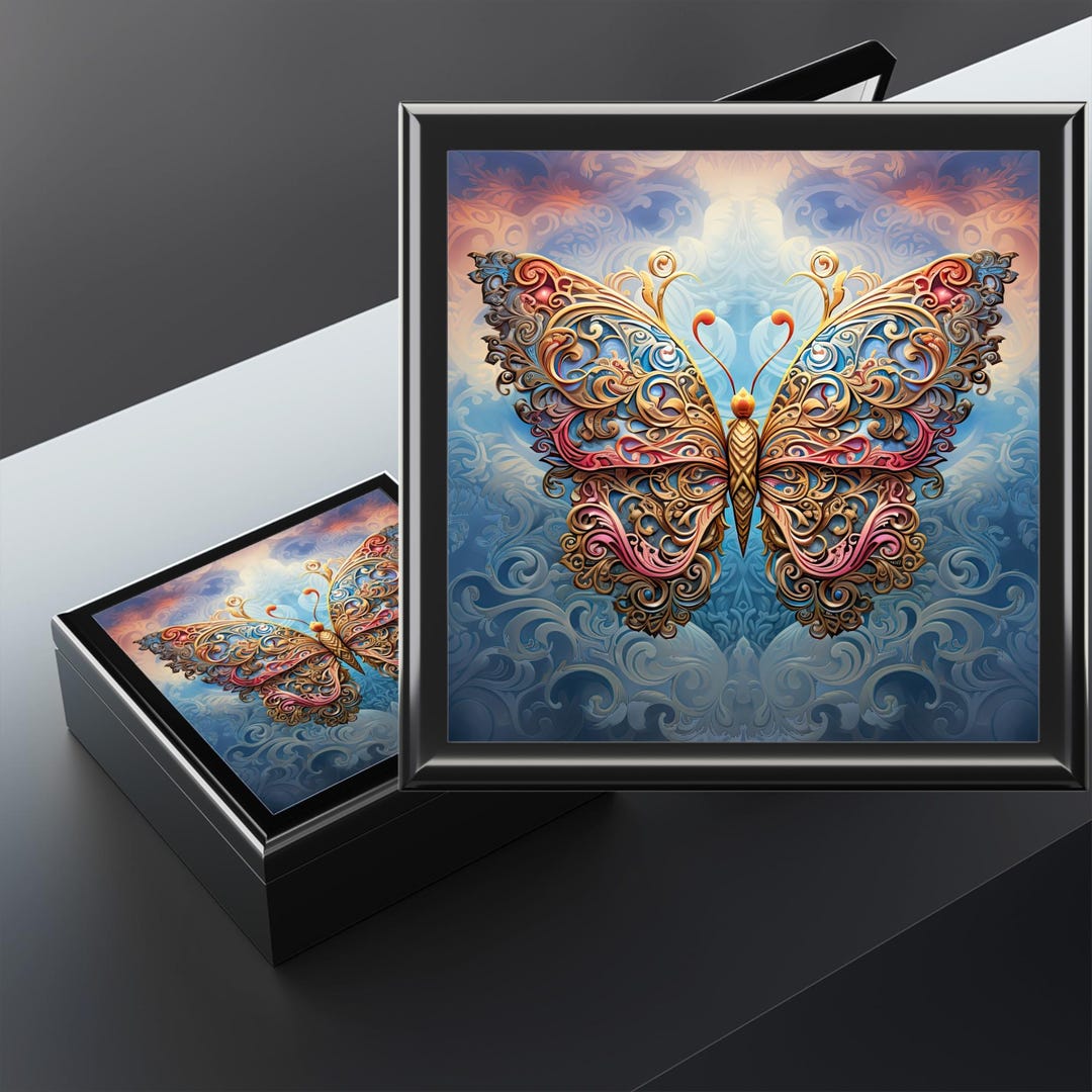 Elegant Butterfly Jewelry Box, Filigree Butterfly Keepsake Box, Deluxe ...