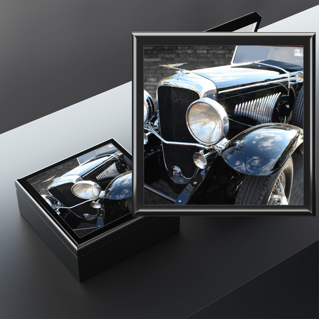 Antique Car Keepsake Box With Lid, Classic Car Storage Box, Elegant ...