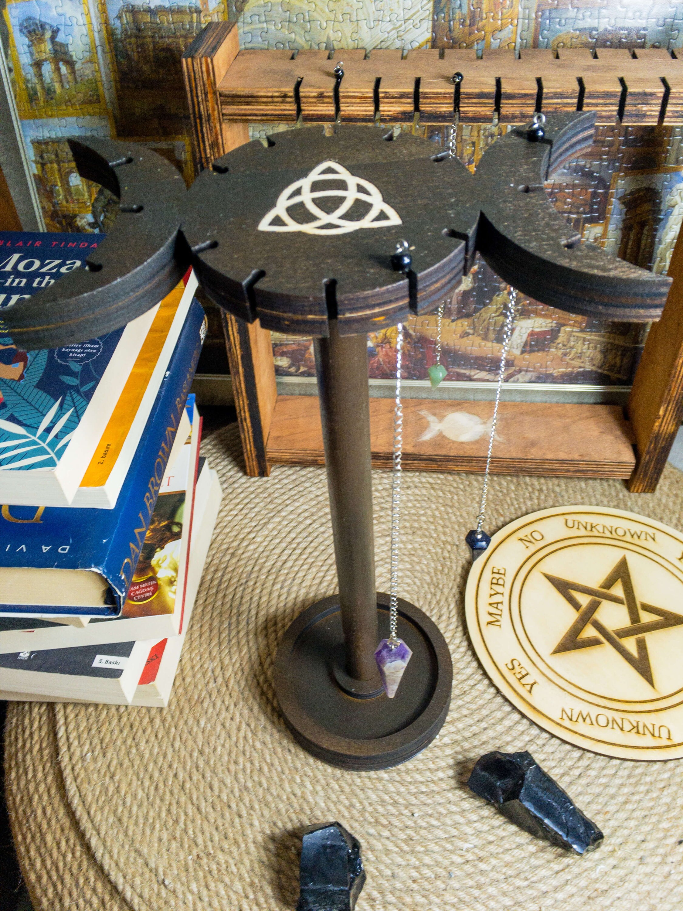 Trinqueta Wooden Pendulum Stand, Holder, Necklace Jewelry Rack ...