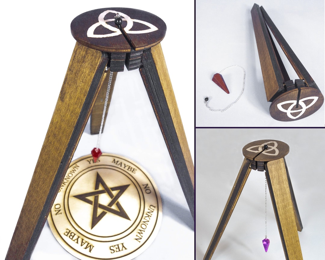 Trinqueta Tripod Wooden Pendulum Stand, Dowsing Pendulum Holder for 10 ...