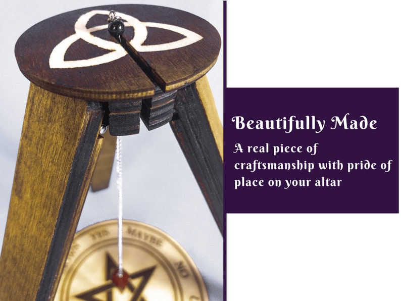 Trinqueta Tripod Wooden Pendulum Stand, Dowsing Pendulum Holder for 10 ...