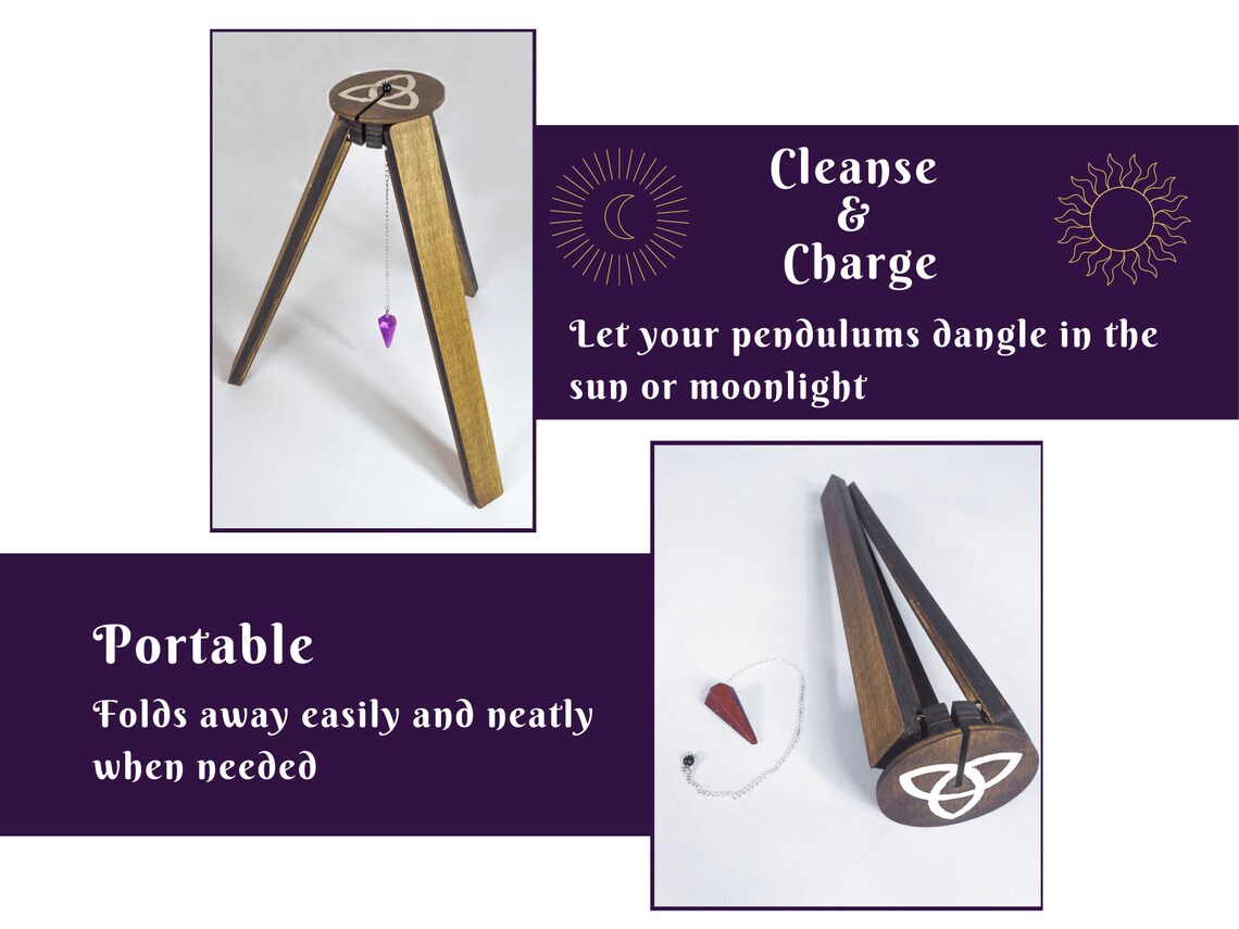 Trinqueta Tripod Wooden Pendulum Stand Dowsing Pendulum - Etsy