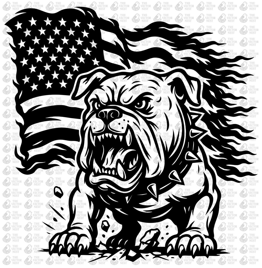Pitbull Dog American Flag SVG & Png File, Pit Bull Clipart Silhouette ...