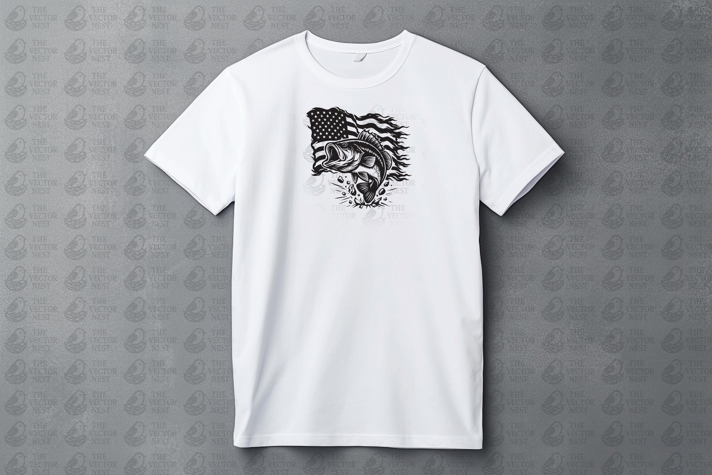 Bass Fishing USA Flag Svg & PNG Files, Bass Fish Clipart, American Flag ...