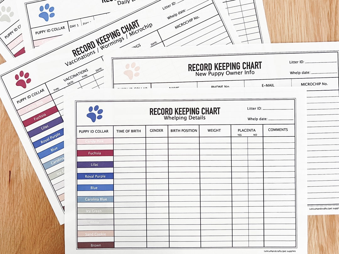 Record Keeping Charts for Breeders / Dog Breeder Charts Bundle ...