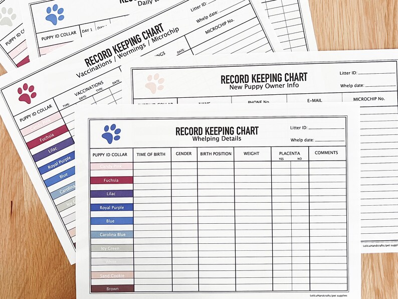 Record Keeping Charts for Breeders / Dog Breeder Charts Bundle ...