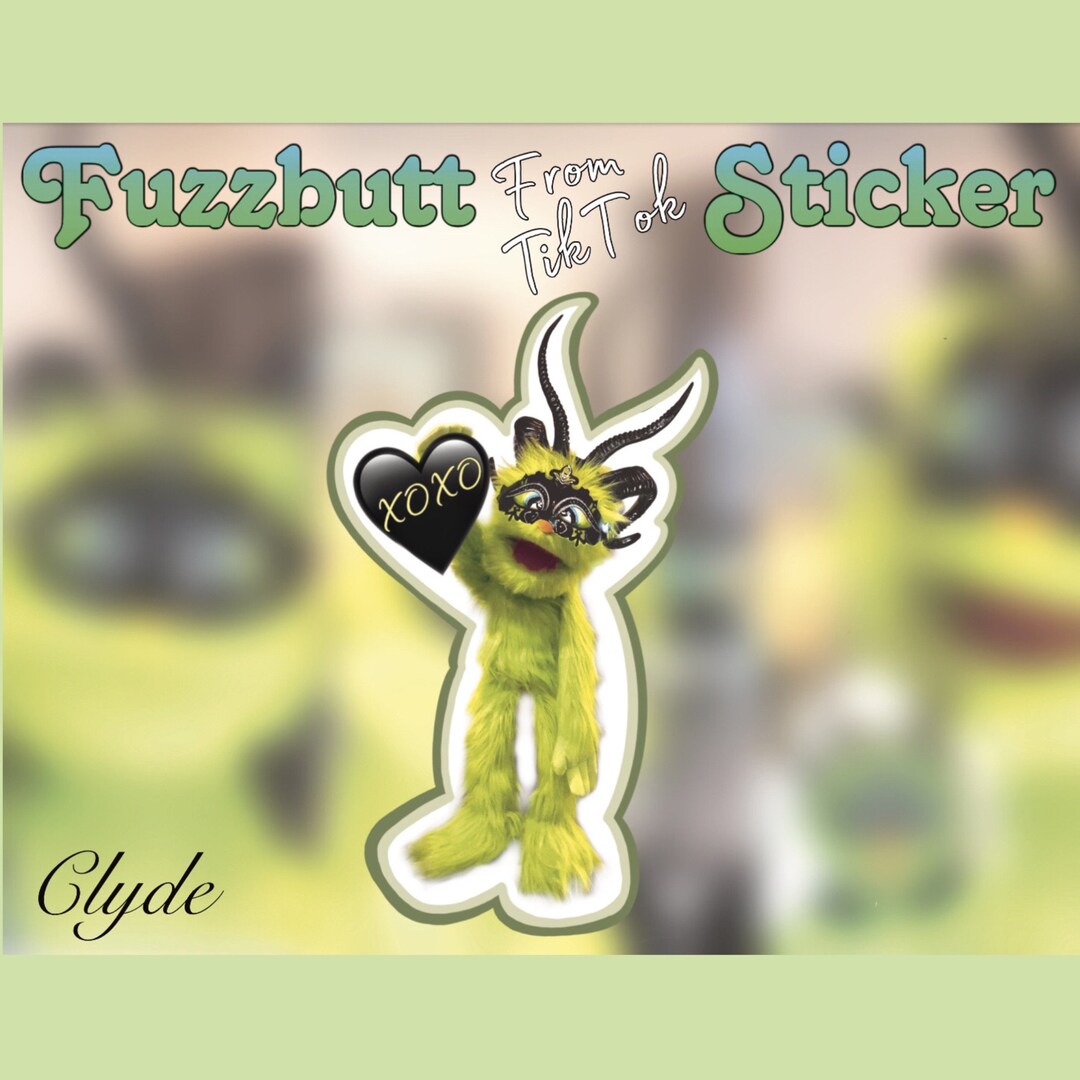 Clyde Fuzzbutt Green Masked Puppet from Tiktok Sticker - Etsy