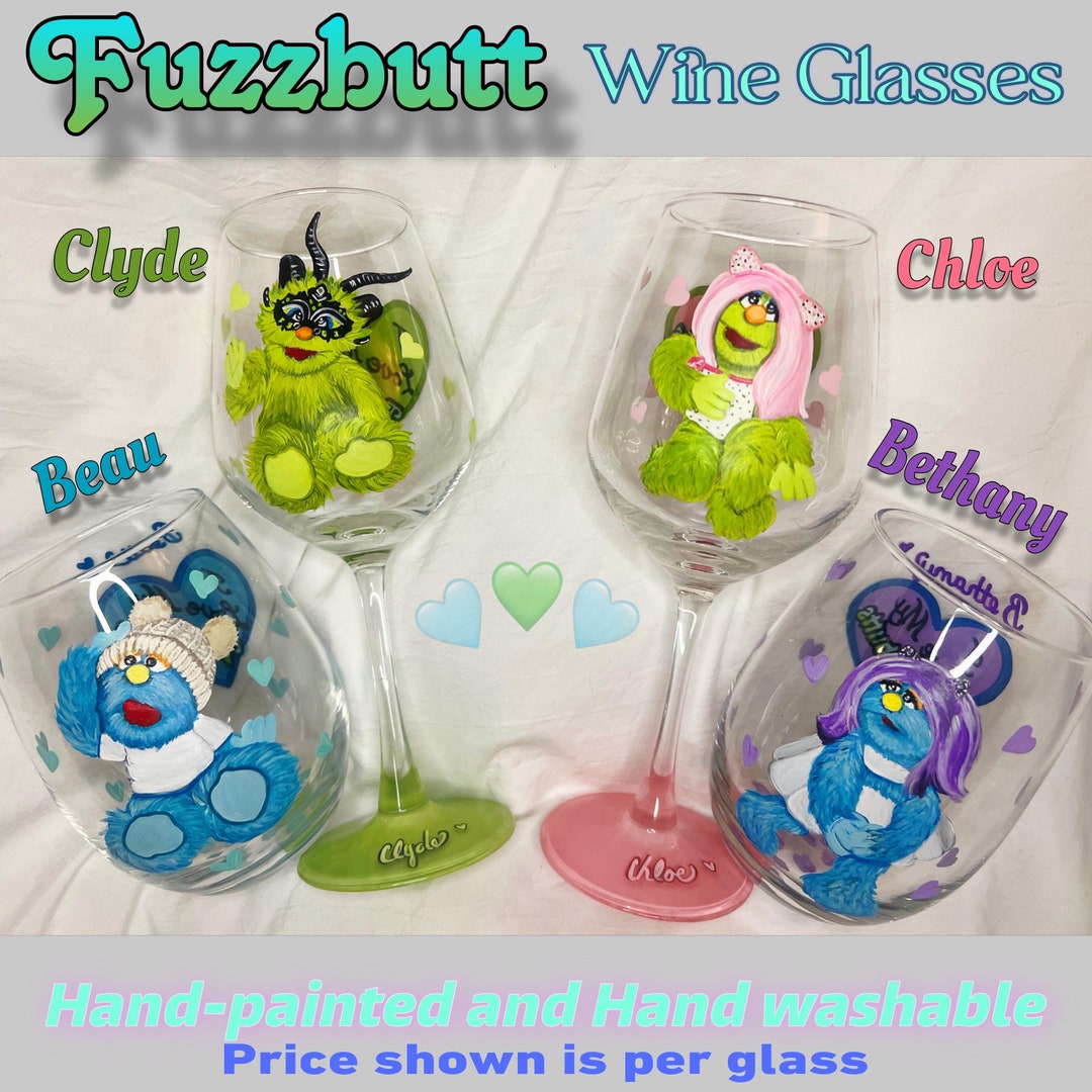 Fuzzbutt Puppets From Tiktok Hand-painted Wine Glasses - Etsy