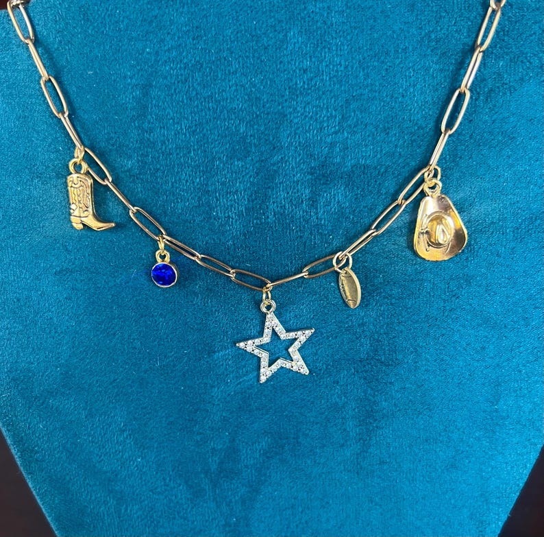 Dallas Cowboys Charm Necklace 14k Gold Plated - Etsy