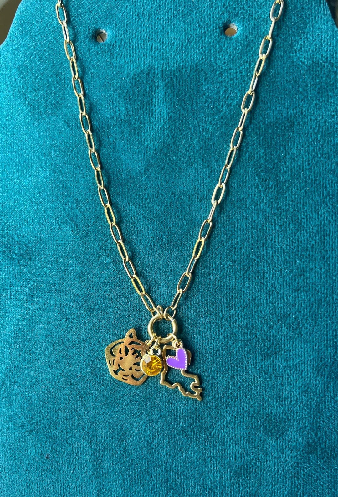 LSU Charm Necklace 14k Gold Plated *customizable - Etsy