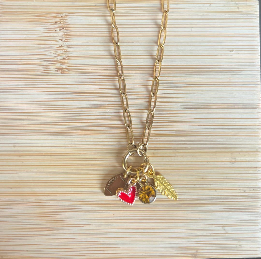 KC Chiefs Charm Necklace 14k Gold Plated - Etsy