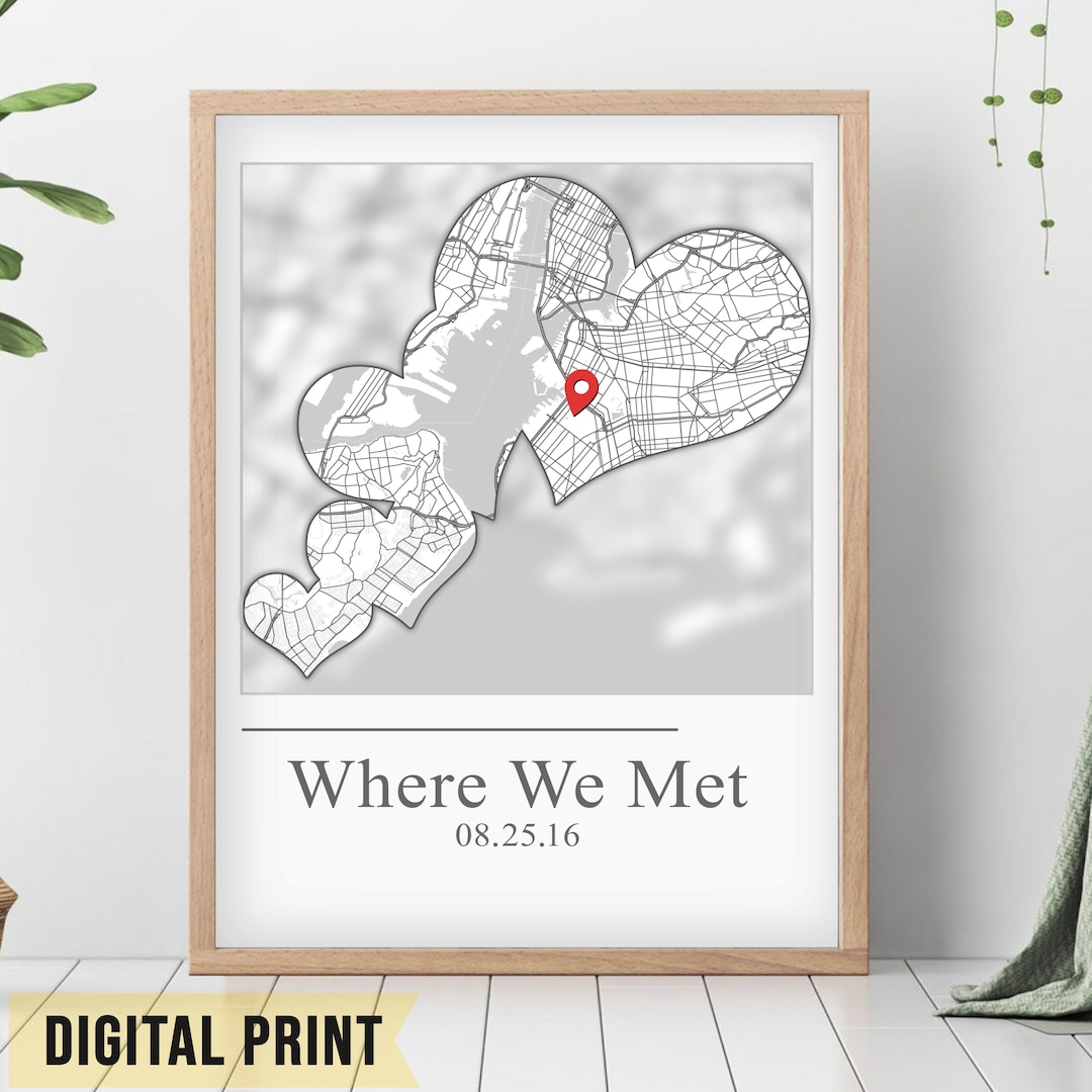 First Date Map Custom First Date Map Where We Met Map Print - Etsy