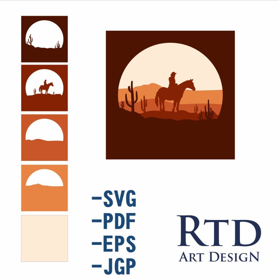 Western Cowboy 3D Multilayer Downloadable Cutting File for Your Wall ...