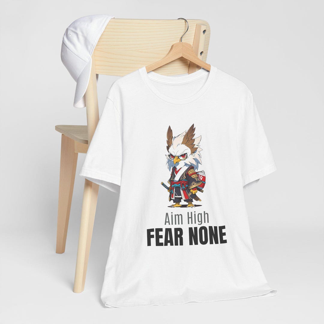 Aim High Fear None Unisex Tee, Cute Animal Graphic T-shirt, Gamer ...