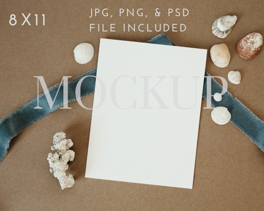 8x11in Beach Sea Shell Poster Mockup/8x11in Paper Mockup/boho Minimal ...