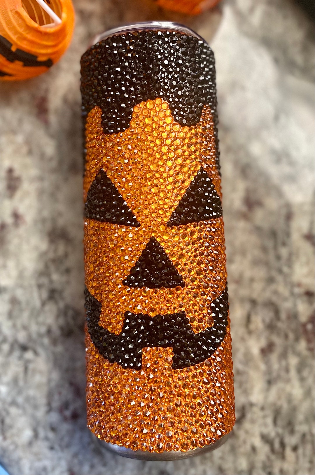Pumpkin Drip Bling Tumbler, Halloween Rhinestone Tumbler, Drip Cup ...