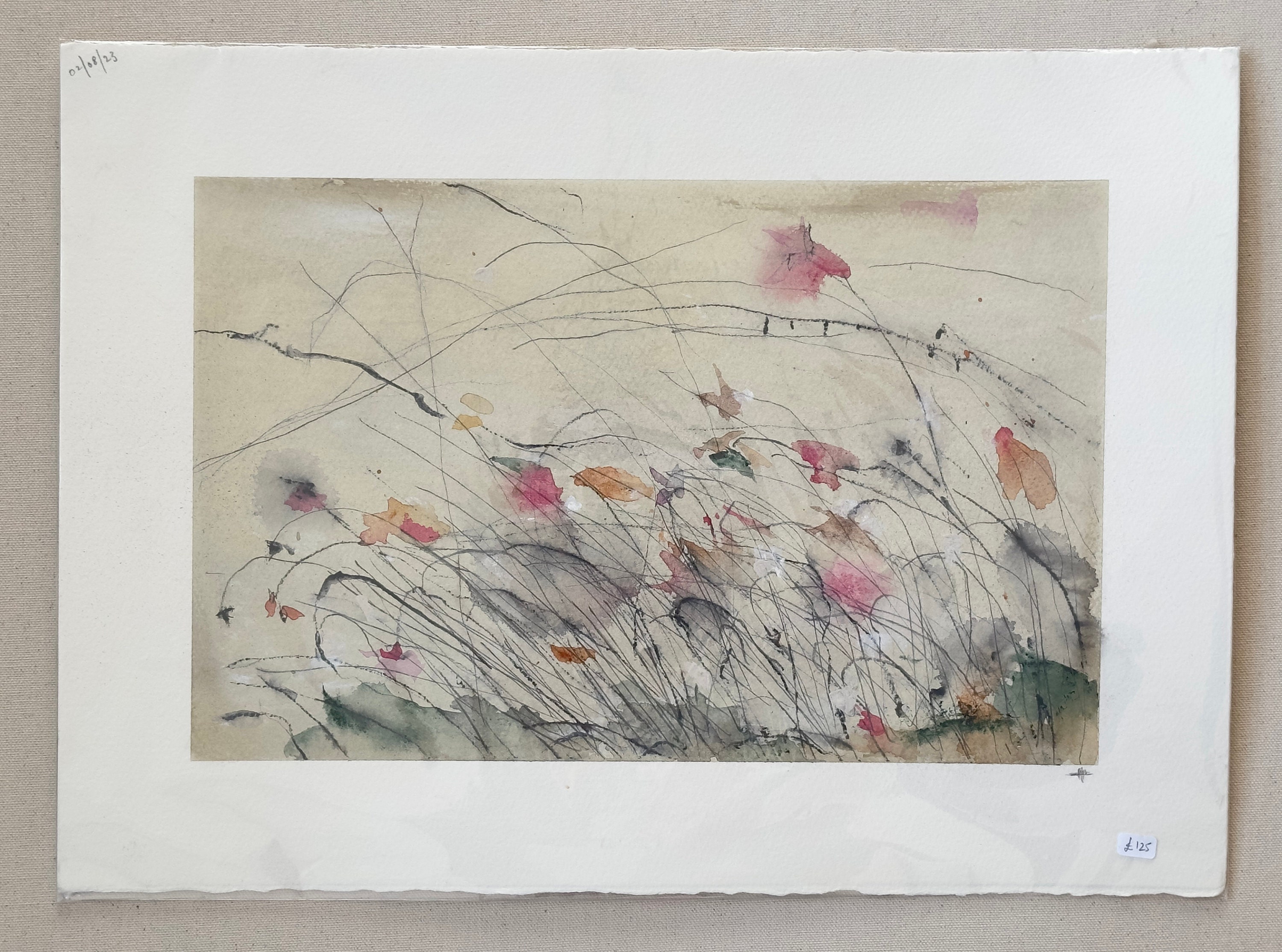 Highly Original Signed Abstract Landscape and Floral Sketch in Water ...