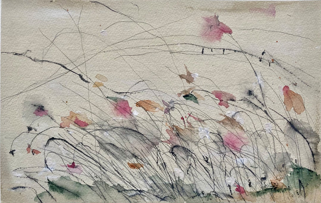 Highly Original Signed Abstract Landscape and Floral Sketch in Water ...