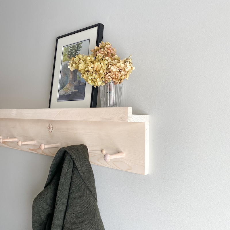 Floating Shelf With Hooks - Etsy