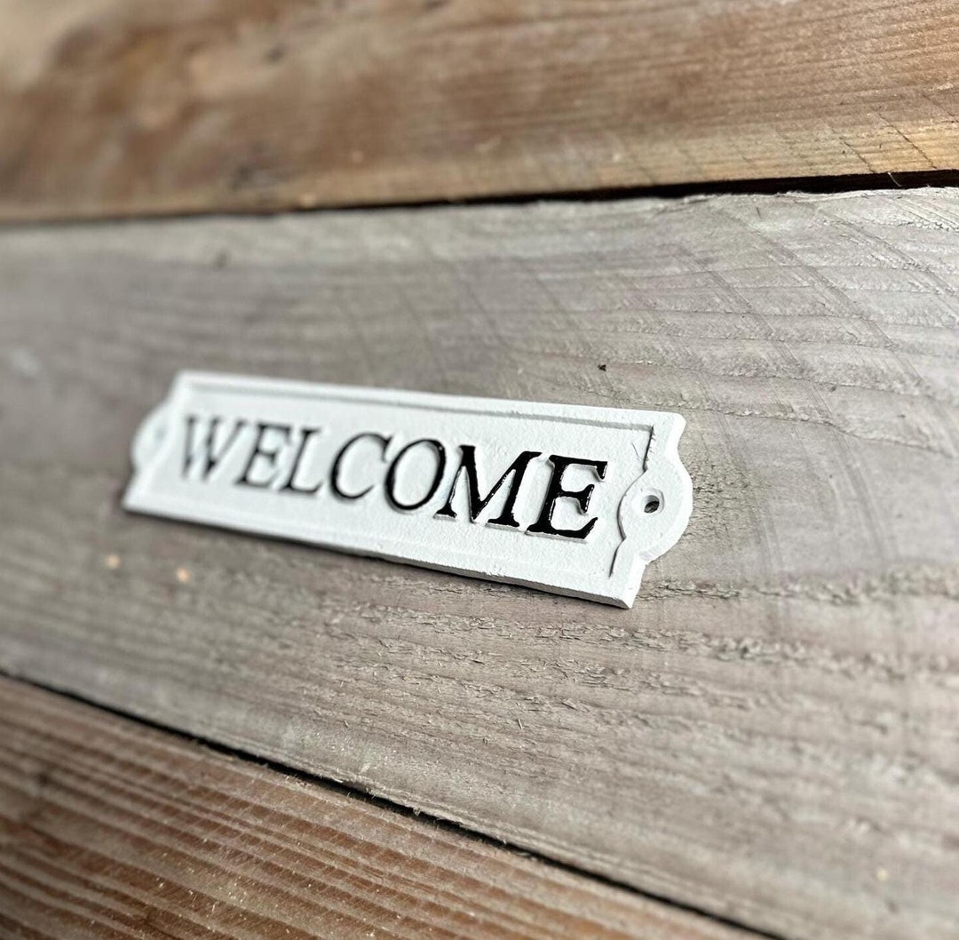 White Metal Welcome Sign: Fence or Gate Decor - Etsy