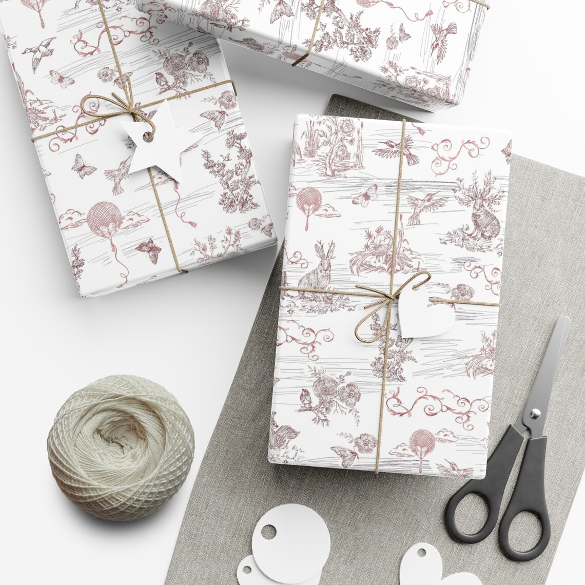 Antique Pink Toile Gift Wrapping Paper - Classy Soft Aesthetic Pattern ...