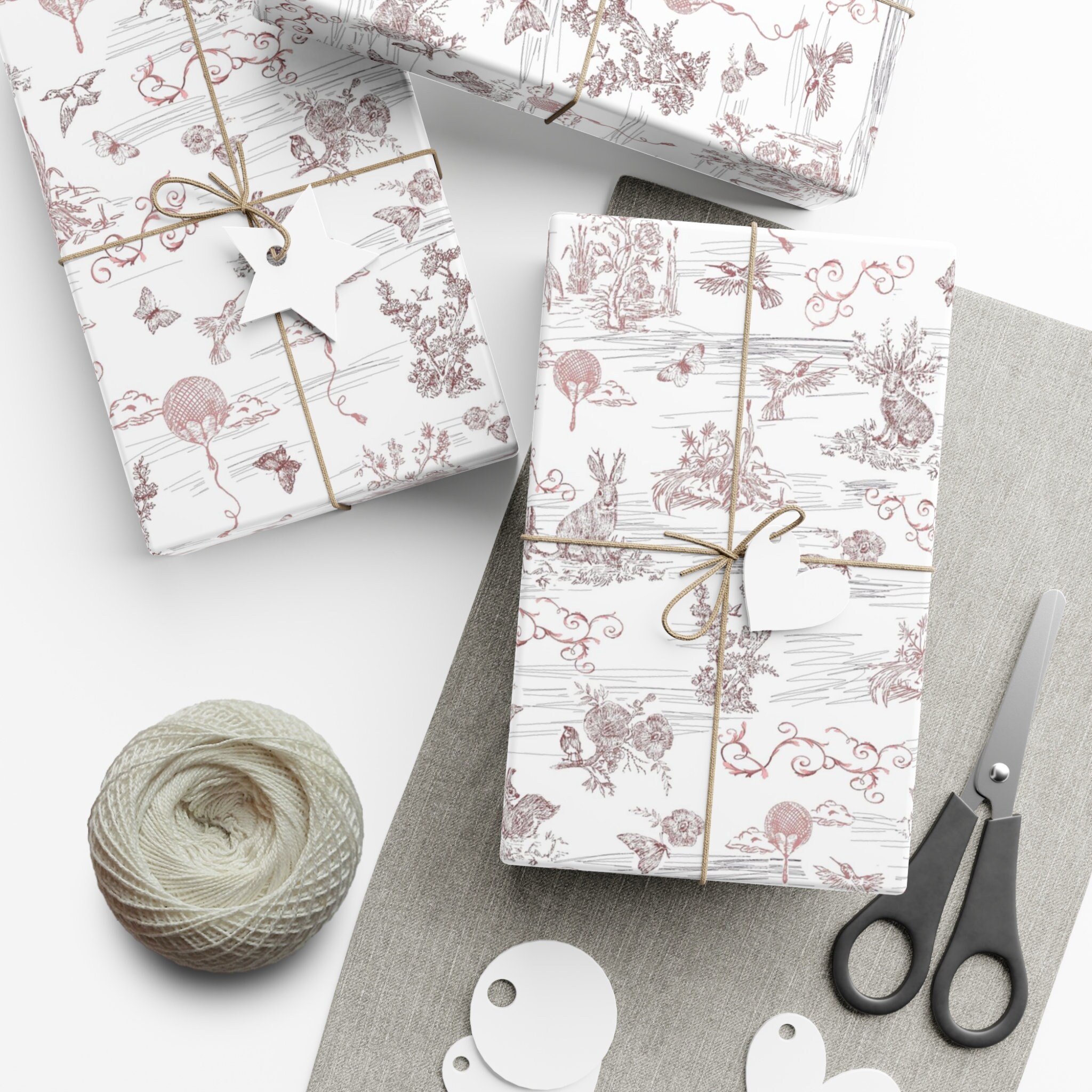 Antique Pink Toile Gift Wrapping Paper - Classy Soft Aesthetic Pattern ...