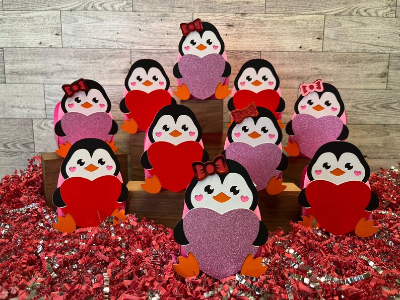 Penguin Treat Box, Set of 10, Valentine Treat Box, Valentine Favor ...