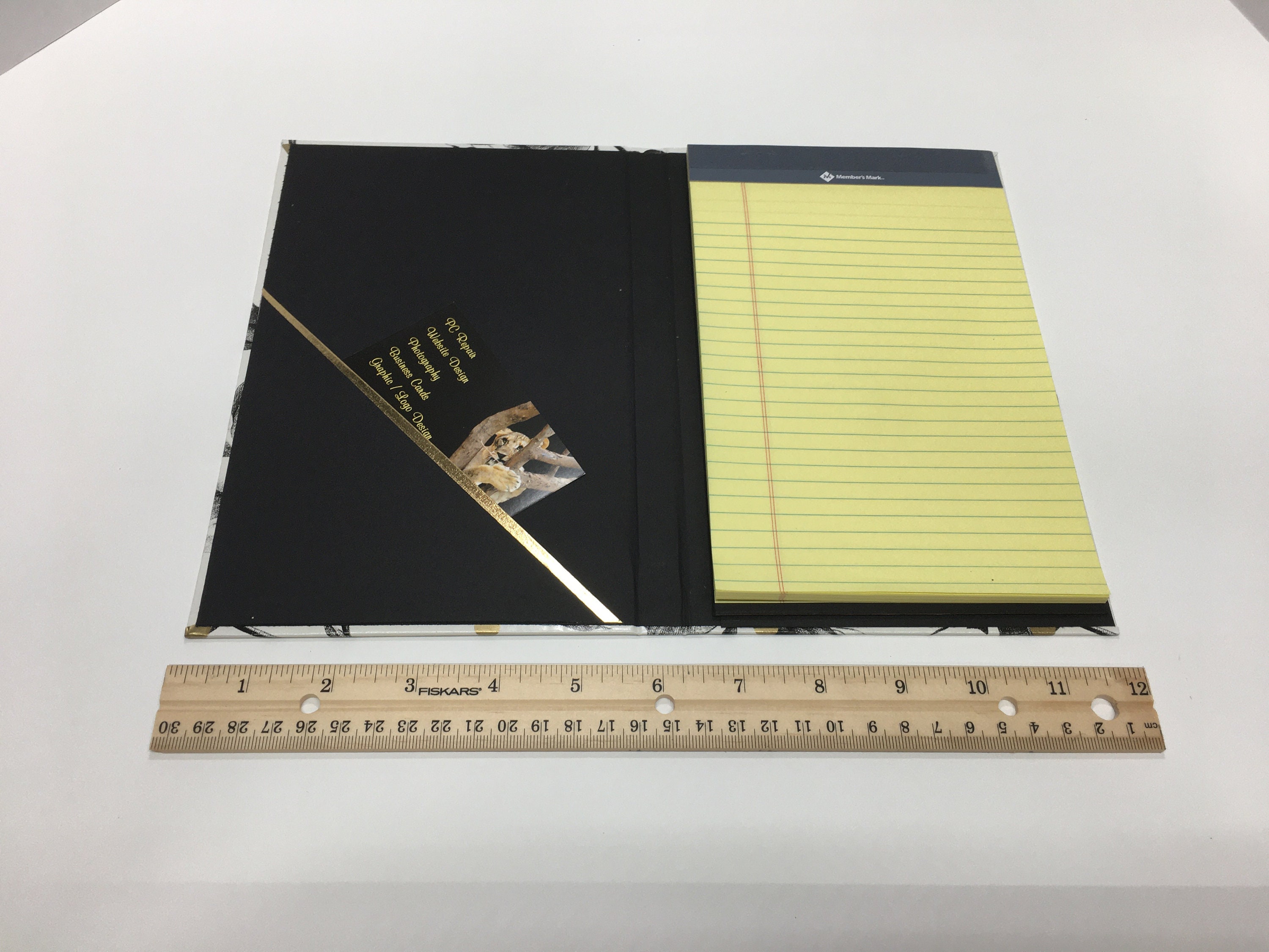 Black and White Rose Design / Refillable Jr. Legal Pad Holder ...