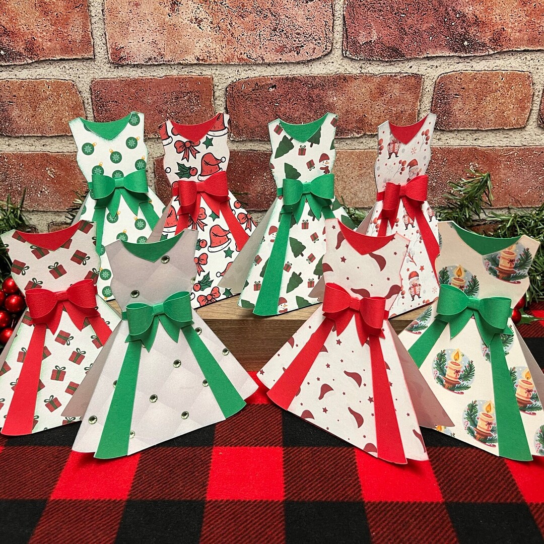 Christmas Dress Treat Box, Set of 8, 3D Dress Box Set, Gift Box Dress ...