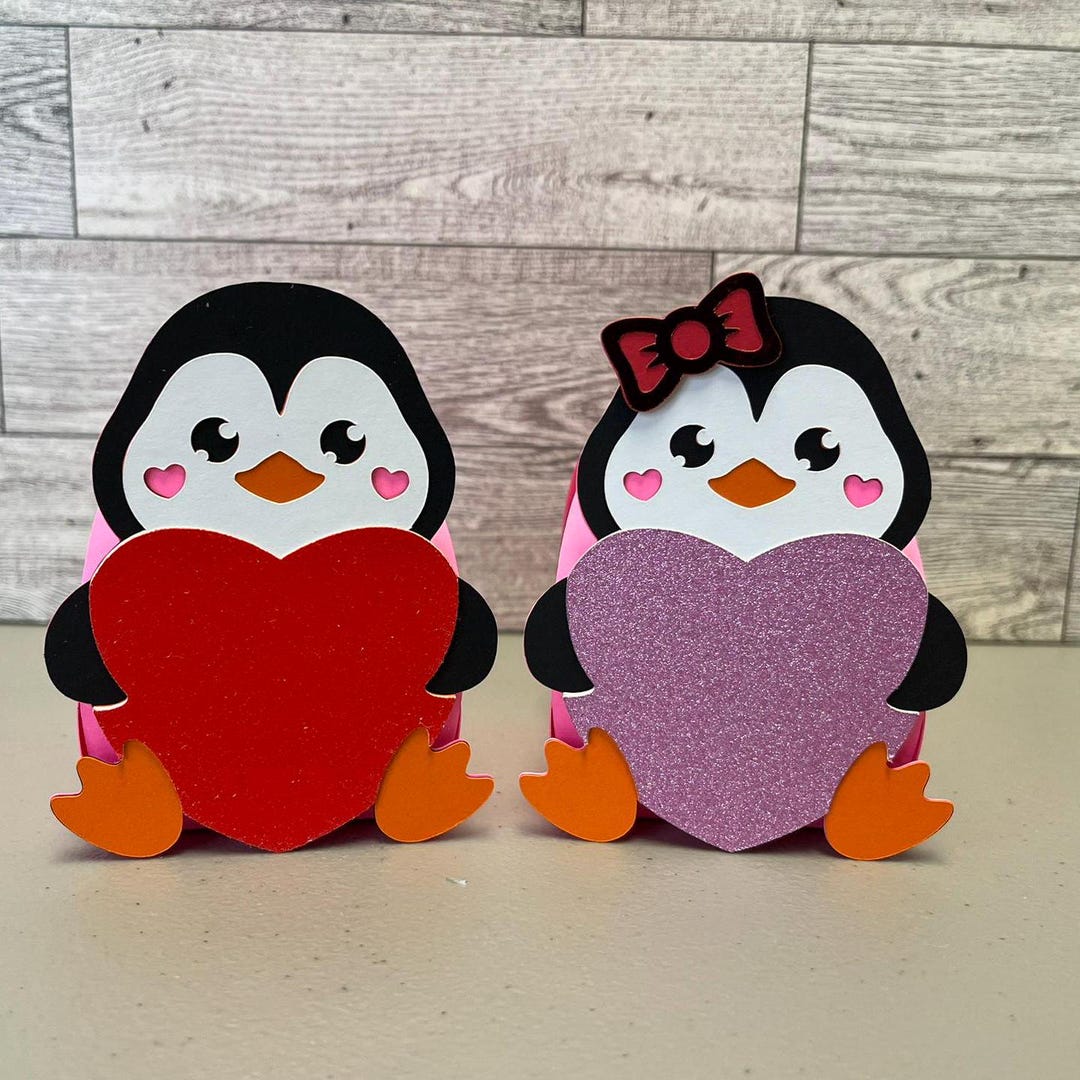 Penguin Treat Box, Set of 10, Valentine Treat Box, Valentine Favor ...